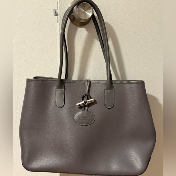 Longchamp | Bags | Longchamp Roseau Tote Bag With Dust Bag In Gray ...